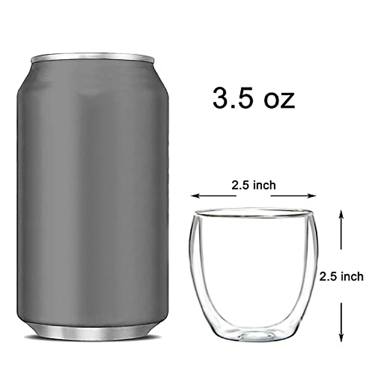 Youngever 4 Pack Espresso Cups, Double Wall Thermo Insulated Espresso Cups, Glass Coffee Cups (3.5 Ounce)