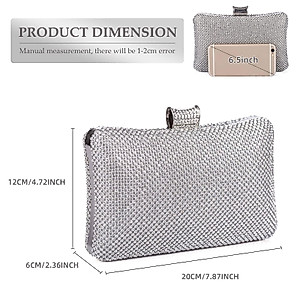 Pinprin Ladies Sparkly Rhinestones Evening Clutches Women's Crystal Diamante Evening Bag Prom Wedding Handbag Party Purse (B-Gold)