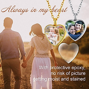 Customized Photo Heart Pendant Cremation Urn Necklaces for Ashes Stainless Steel Memorial Cremains Ash Holder Gifts for Loss of Father PAPA Granny Personalized Picture Keepsake Jewelry for Women