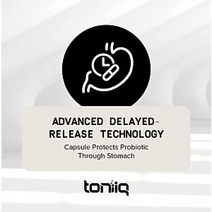 Toniiq 200 Billion CFU Probiotic Supplement 30 Verified Third-Party Tested Strains - Fully Shelf-Stable Probiotics Formula with Prebiotic Blend - Extended Release Capsules