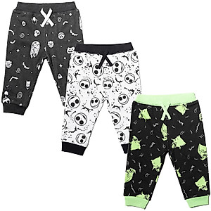 Disney Nightmare Before Christmas Jack Skellington Sally Newborn Baby Boys 3 Pack Jogger Pants Gray/White/Black 0-3 Months