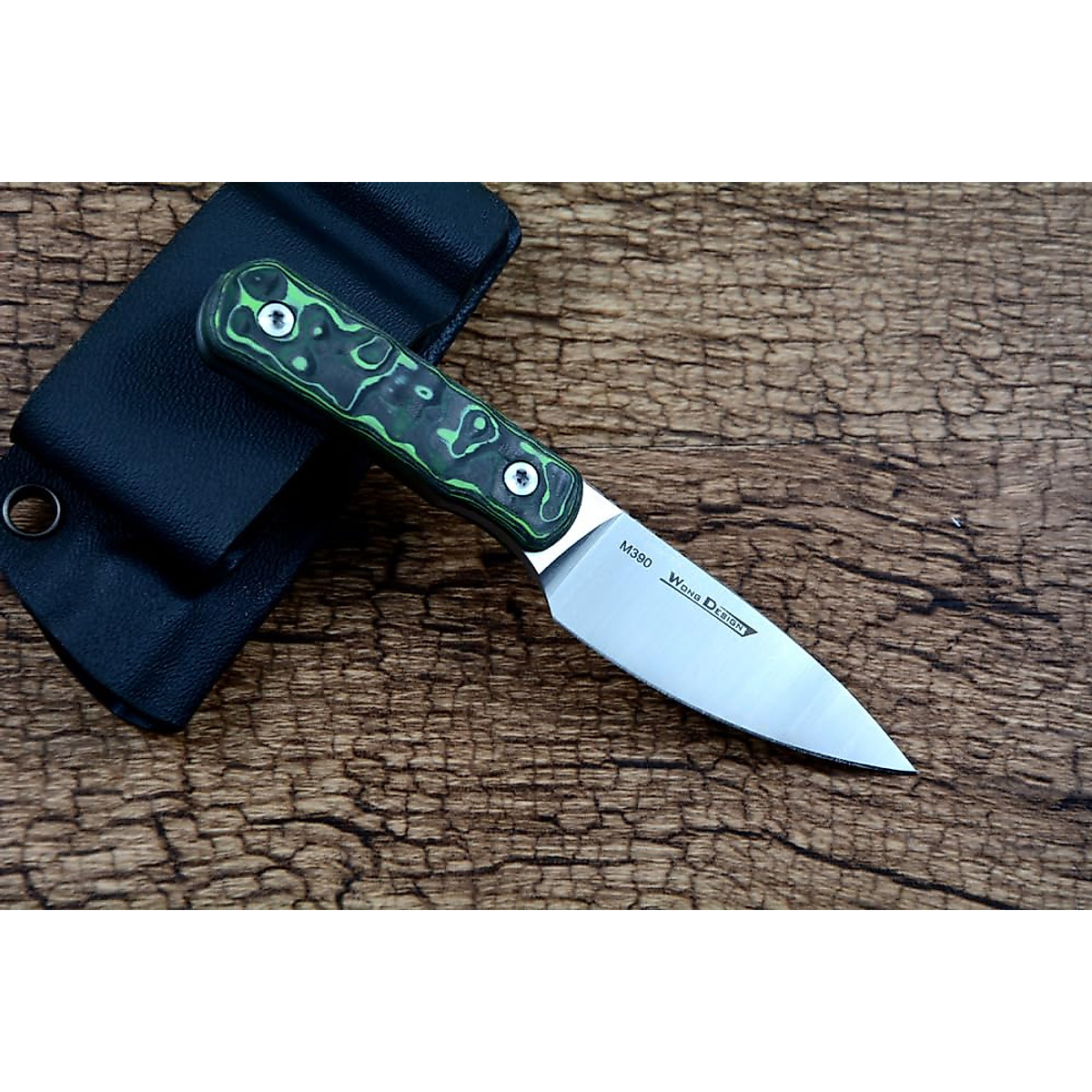 TWO SUN TS150 Fixed Knife M390 Satin Blade Kydex Sheath Outdoor Camping Hunting EDC, green