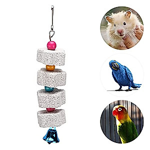 Parrot Beak Grinding Stone Chewing Toys Bird Teeth Lava Block Calcium Supplement Food Hanging String Toy for Budgies Parakeet ockatiel Hamster Rat