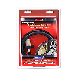Camco Olympian 5-Foot RV Propane Supply Hose | Features Built-In Excess Flow Protection, Easily Connects Camper to 20/30 lb Propane Tank, and can be Used with a Propane Tee (59033)