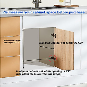 DINDON 2 Tier Pull Out Cabinet Organizer (20" W x 21" D) Slide Out Wood Shelf Double Tier Kitchen Wire Basket with Chrome Finish…