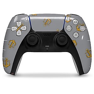 WraptorSkinz Skin Wrap compatible with Sony PS5 DualSense Controller Anchors Away Gray (CONTROLLER NOT INCLUDED)