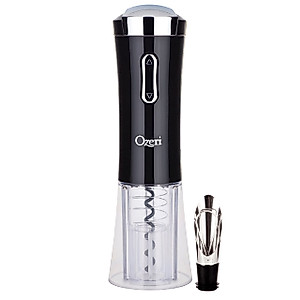 Ozeri Nouveaux II Electric Wine Opener in Black, with Foil Cutter, Wine Pourer and Stopper