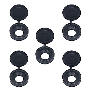 YouU 50 pcs Plastic Hinged Screw Cover Caps Washer Flip Tops (Black)