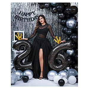 Number 7 Balloon 40 in, Black Seven Birthday Decorations, 7th Balloon Number,Wednesday Addams Party Decorations, 7 70 Year Old Balloon