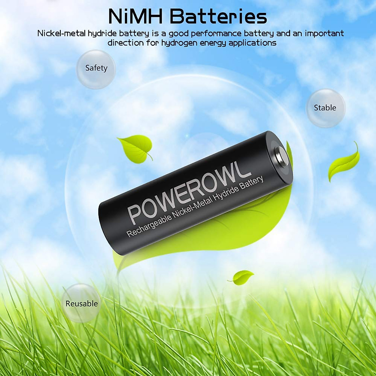 POWEROWL AA AAA Rechargeable Batteries, Pre-Charged High Capacity 2800mAh & 1000mAh 1.2V NiMH Battery Low Self Discharge, Pack of 16