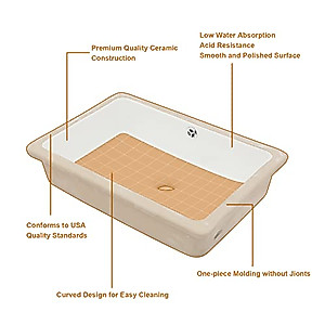 Undermount Bathroom Sink - Lordear 18x12.5 Inch Bathroom Vanity Sink Undermount Rectangle White Porcelain Ceramic Bathroom Under Counter Lavatory Vanity Sink Basin with Overflow