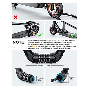 Sportneer Bike Chain Lock Heavy Duty, Bicycle Lock with 5 Digit Combination Heavy Duty Anti Theft Keyless Security Bike Locks for Bicycle, Electric Bike, Scooter, Motorcycle, Door, Gate and Fence