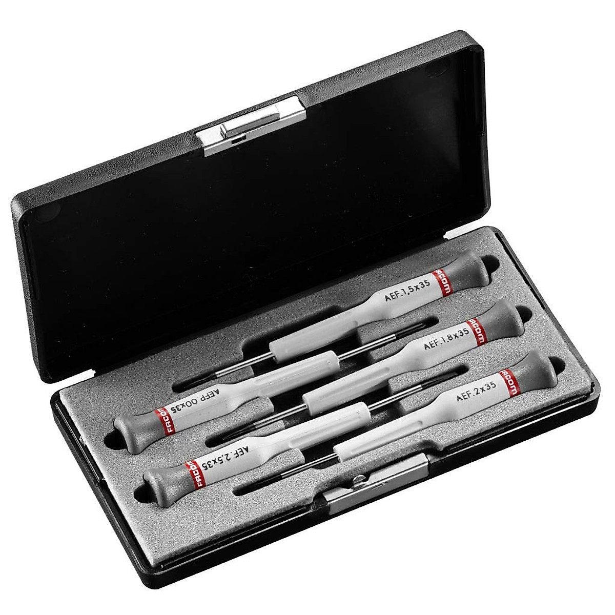 FACOM AEF.J1 Micro-Tech Screwdriver Set for Precision Screwing, Slotted and Phillips (Pack of 5)