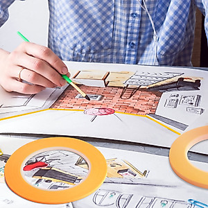 TSSART 3 Pack Fine Line Tape - Low Tack Fineline Masking Tape Painters Masking Tape for DIY Paint Art - Acid Free 1/4inch Wide 450FT Long Total