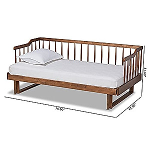 BOWERY HILL Walnut Wood Expandable Twin to King Size Spindle Daybed
