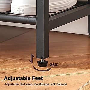 IDEALHOUSE Shoe Rack for Entryway, 5 Tier Shoe Storage Shelves with Mesh Storage Basket, 16-20 Pairs Shoe Organizer with Wooden Top Shelf for Closet, Hallway, Entryway, Rustic Brown