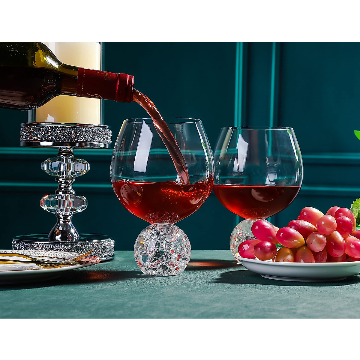 YLNNLC 20oz Wine Glasses, Red Wine Glasses Set of 4, Crystal Wine Glasses with Ball Base. Gift for Wine Tasting, Anniversary, Birthday. Wine Glasses for Unique Wine Glasses Gifts, Large Wine Glasses