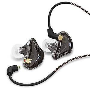 BASN Triple Driver in Ear Monitors Bmaster in-Ear Headphones with Silver-Plated MMCX Cable Ideal Earphones for Musicians Sound Engineers and DJs (Dark Brown)…