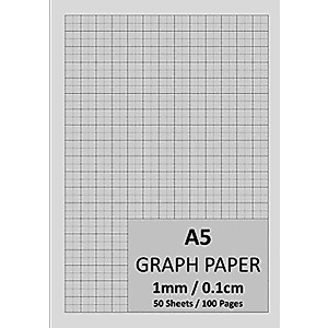 A5 Graph Paper 1mm 0.1cm: 148mm x 210mm, Graph Pad, 1/5/10 mm Square Grid Ruled Graphing Notepad, 100 Pages/50 leaves | Engineering & Science Notebook ... Graph Paper A5 Pad | 90gsm White Paper