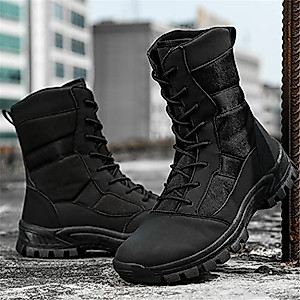 Military Tactical Ankle Boots, Men Outdoor Leather Winter Fur Warm Boots, Army Hunting Casual Shoes