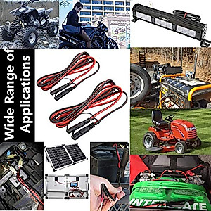 2 Pcs SAE to SAE 2 Pin Extension Cable Quick Disconnect Wire Harness 16 Gauge SAE DC Power Battery Connector With Dust Cap(4 Ft + 8 Ft)