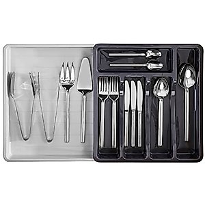 RoyalHouse Premium Cutlery Drawer Organizer, Expandable Utensil Holder And Organizer, 6-Compartments, Compact BPA-Free Plastic Storage for Spoons Forks Knives, Silverware Organizer