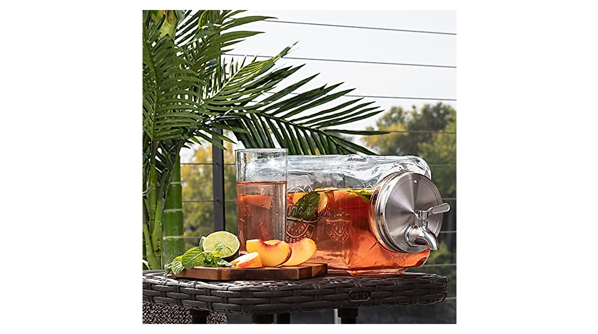 Glass Ice Bucket & Dispenser - Leakproof, Modern Design