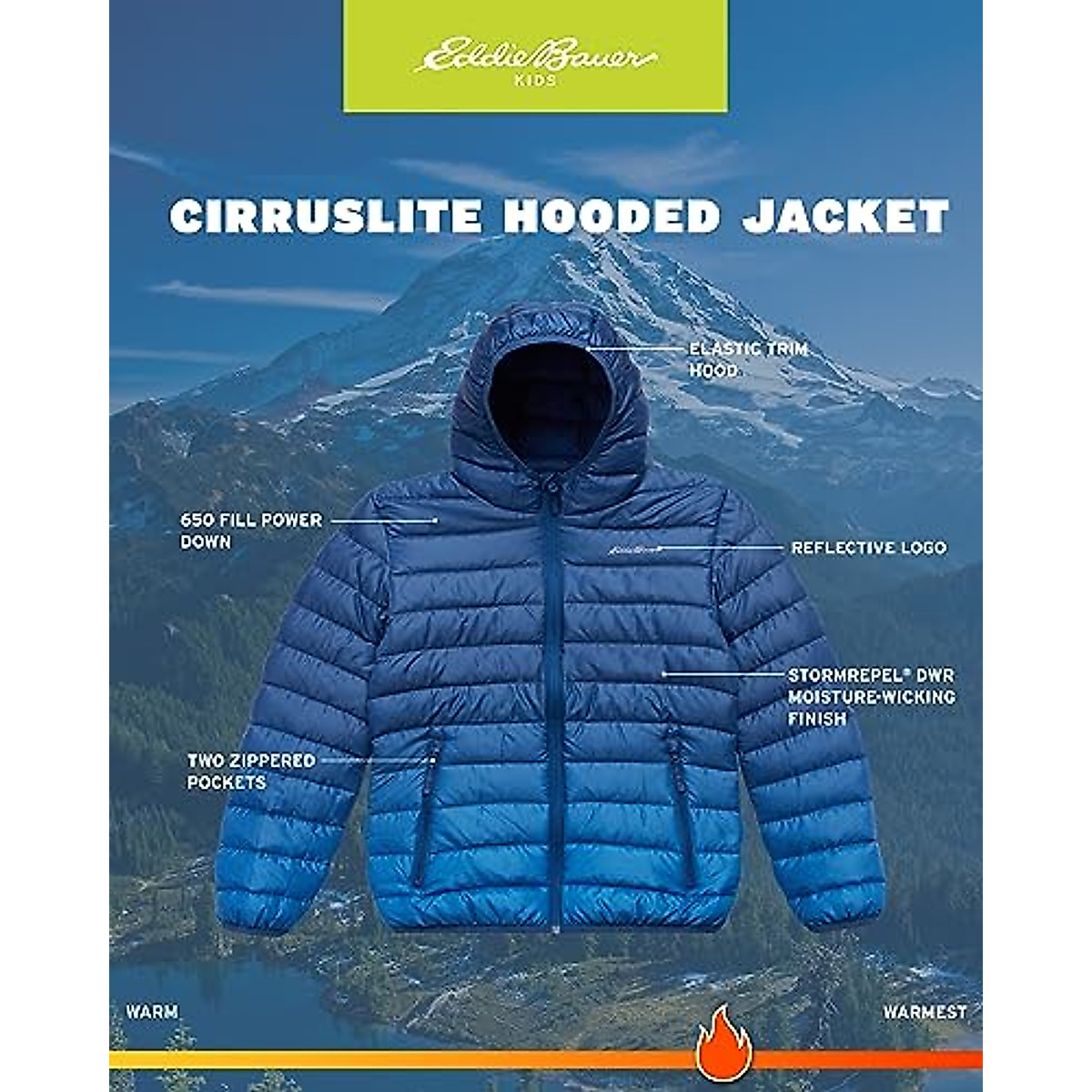 Eddie Bauer Boys' Jacket - CirrusLite Weather Resistant Down Coat for Boys - Insulated Quilted Bubble Puffer (3-20), Size 18-20, Cobalt