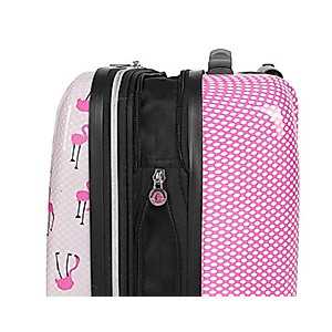 Betsey Johnson Designer Underseat Luggage Collection - 15 Inch Hardside Carry On Suitcase for Women- Lightweight Under Seat Bag with 2-Rolling Spinner Wheels (Flamingo Strut)