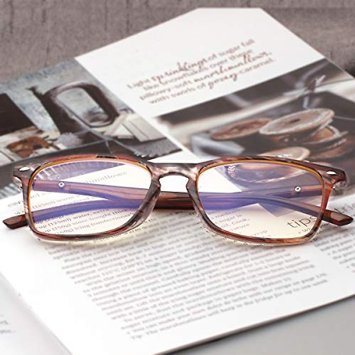 JOSCHOO Computer Reading Glasses Blue Light Blocking Readers Men and Women Glasses of Reading (Brown Stripe, 0.0)