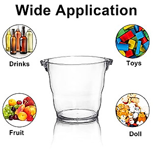 Dicunoy Ice Bucket, 4 Liter Plastic Champagne Bucket Chiller, Thick Clear Beverage Tubs with Handle, Thick Wine Cooler Bucket for Bar, Home, Parties, for 2 Wine or Champagne Bottles