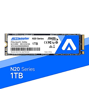 Acclamator NVMe 1TB Read 2500MB/s PCle 3.0x4, M.2 2280, Internal Solid State Drive, Storage for PC, Laptops, Gaming and More, N20