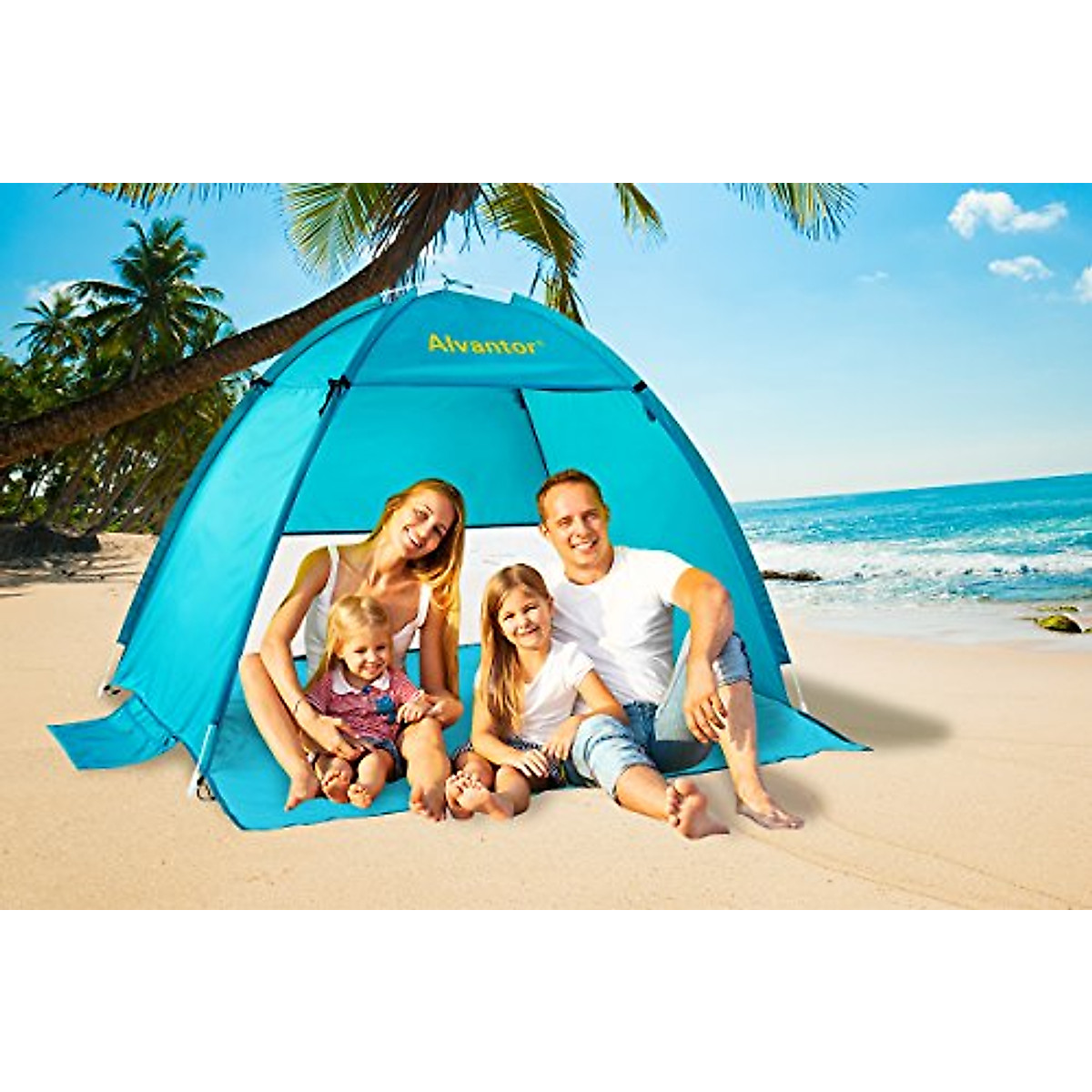 Alvantor Coolhut Beach Tent Beach Umbrella Outdoor Sun Shelter Cabana Automatic Pop Up UPF 50+ Sun shade Portable Camping Fishing Hiking Canopy Easy Setup Windproof (PATENT PENDING) 7014V 1-3 Person