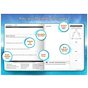 InnerGuide Undated Yearly Wellness Planner - Daily Weekly & Monthly Organizer & Appointment Book - Goal Setting - Journal - Faux Leather Cover - “8” x 9” - Turquoise