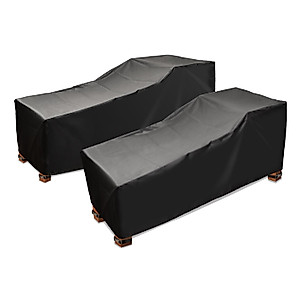 CKCLUB Patio Chaise Lounge Covers Waterproof Outdoor Lounge Chair Cover Heavy Duty UV Resistant for Outdoor Pool Lounge Chair 2 Pack Black - 86L x 35W x 32H inch