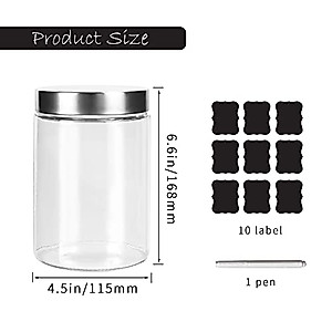 STARSIDE Clear Glass Jars with Stainless Steel Lids,Empty FoodStorage Canisters set,Food Storage Jars for Home Kitchen, Cookie, Candies,Coffee, Flour, Herbs, Grains (L-1.2 L)