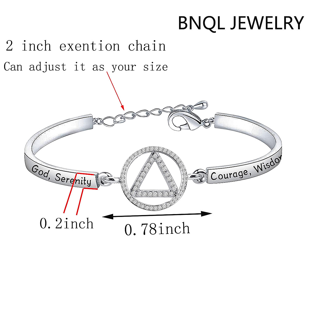 BNQL Serenity Prayer AA Recovery Bracelet Serenity Courage Wisdom Sobriety Gift