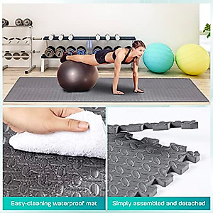 Yes4All Interlocking Exercise Foam Mats with Border – Interlocking Floor Mats for Gym Equipment – Eva Interlocking Floor Tiles (Gray)