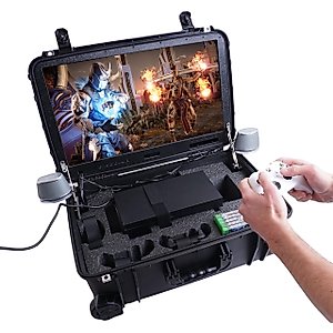 Case Club Gaming Station to Fit Xbox Series X or S. Comes with Built-in 24" 1080p Monitor, Cooling Fans, & Speakers. Fits Console, Controllers, & Games, which are NOT Included