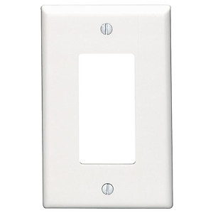 Leviton T5632-W 15-Amp Charger/Tamper Resistant Duplex Receptacle, 1-Pack, White & 80601-W 1-Gang Decora/GFCI Device Wallplate, Midway Size, Thermoset, Device Mount, White