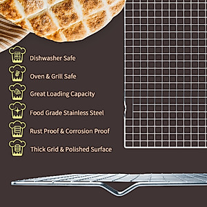 Cooling Rack for Baking 2-Pack, 16x10 Inches Baking Rack, Thick Wire Cookie Rack for Cooking, Roasting, Grilling, Drying, Oven Safe, Fits Half Sheet Pan