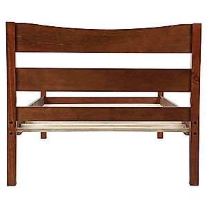 YuiHome Wood Bed Frame Twin Size, Rustic Style Platform Bed w/Headboard & Footboard, Solid Wood Slat Support, No Box Spring Needed, Panel Bed Mattress Foundation for Kids,Walnut