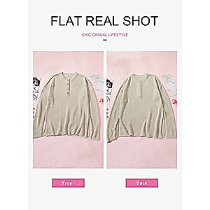 Dokotoo Womens 2023 Fall V Neck Fashion Button Cable Knit Sweater Basic Solid Soft Ladies Batwing Long Sleeve Pullover Tops Jumpers Outwear Khaki M