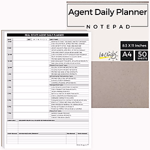 Real Estate Agent Supplies - Daily Planner Task List Notepad. Simple one page document with calendar, task lists, call and mileage log. Keep organized & focused on selling real estate. 8.5 X 11