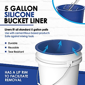 HAILUN SAVER 5 Gallon Bucket Liner Reusable Rubber Bucket Liners for Concrete Mix and Thinset (Blue 5 Gallon)