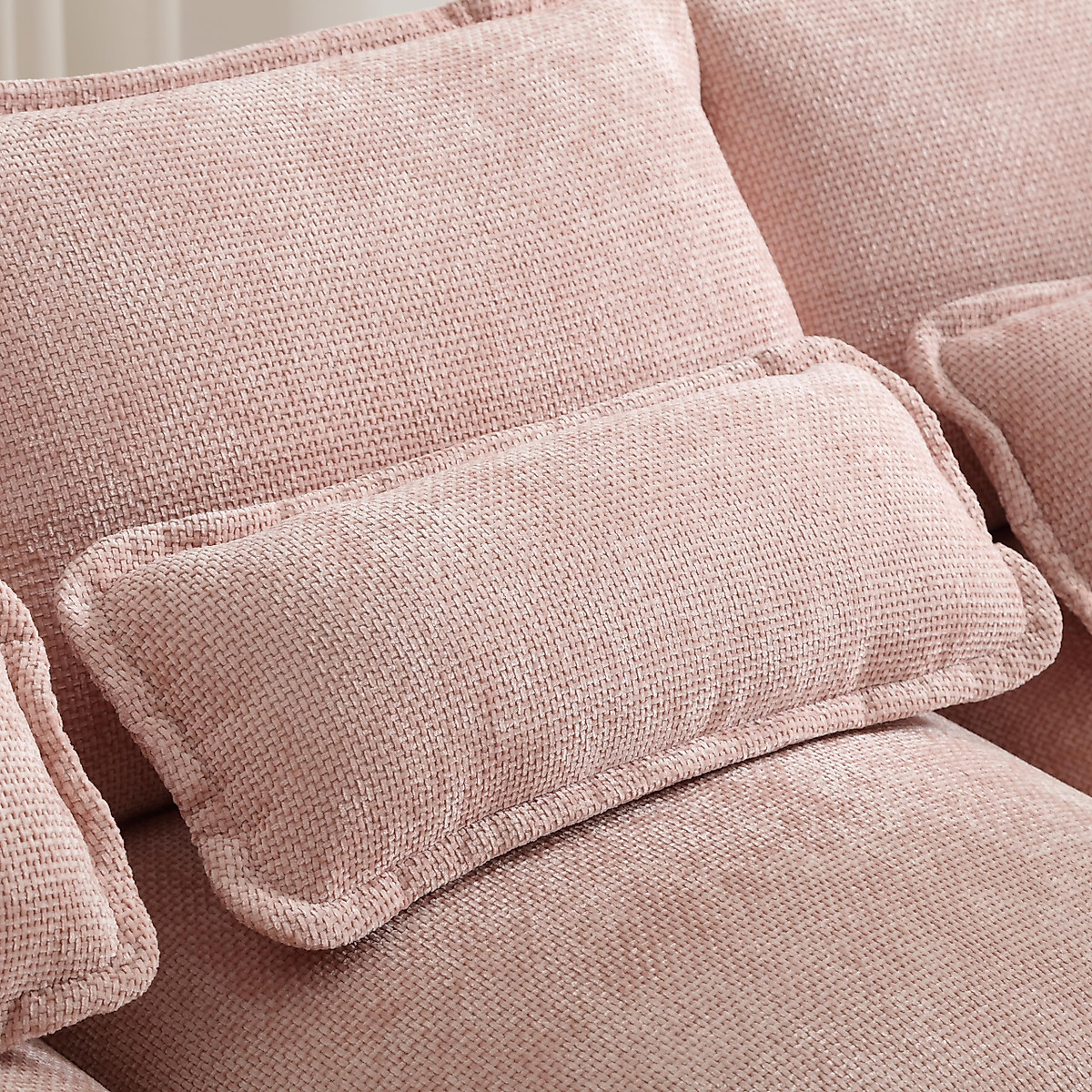 Oversized Modular Sectional Sofa Cloud Couch, Modern Chenille Upholstered Corner Couch, Comfy Boucle Sleeper Sofa&Couches with Double Chaise & Waist Pillows and Memory Foam for Living Room