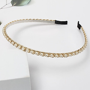 Cuizhiyu 3 Pack Pearl Headbands White Faux Pearls Gold Hairbands Bridal Hair Hoop Wedding Hair Accessories for Women Girls (Pearl)……