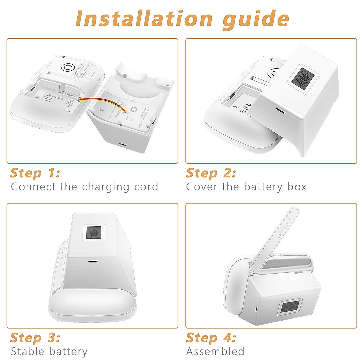 6000mAh Rechargeable Battery Mount Holder for Infant Optics DXR-8 Video Baby Monitor with LCD Dispaly Fast Charge(Not Applicable DXR-8 pro)