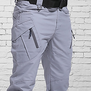 Uillui Tactical Waterproof Pants for Men Flex Stretch Work Pants Relaxed Fit Ripstop Cargo Pants for Outdoor Combat Hiking Gray