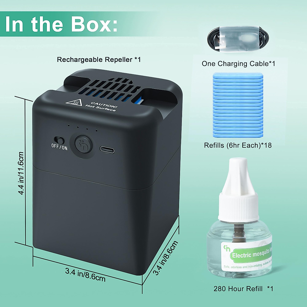 Simashts Mosquito Repellent Outdoor Patio, Rechargeable Mosquito Repeller Indoor with 20' Mosquito Protection Zone, Includes Mosquito Repellent Refills, for Camping